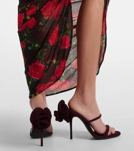 Magda Butrym Floral-appliqué Suede Mules