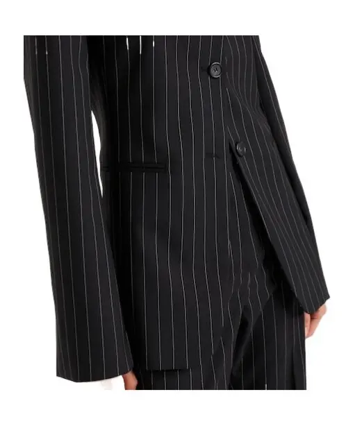 Sportmax Wool-blend Gabardine Blazer With Striped Motif