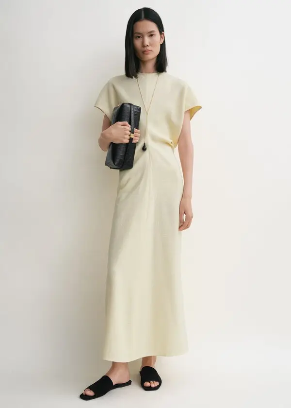 TOTEME Slouch Waist Basketweave Dress - Straw
