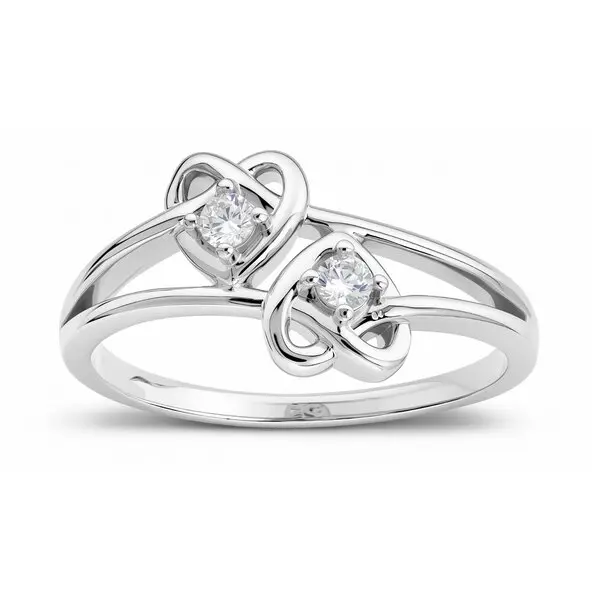 KYLIE HARPER Swirling Double Heart Ring In Sterling