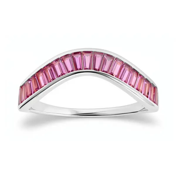 KYLIE HARPER Baguette-cut Pink Swirl Band Ring In Sterling - Silver