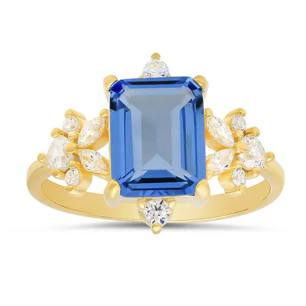 KYLIE HARPER Aquamarine Emerald-cut Ring In Sterling Silver