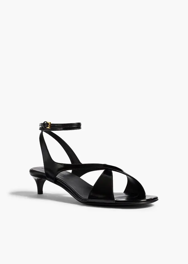 Khaite Liria Kitten Heel Sandal In Glazed Leather