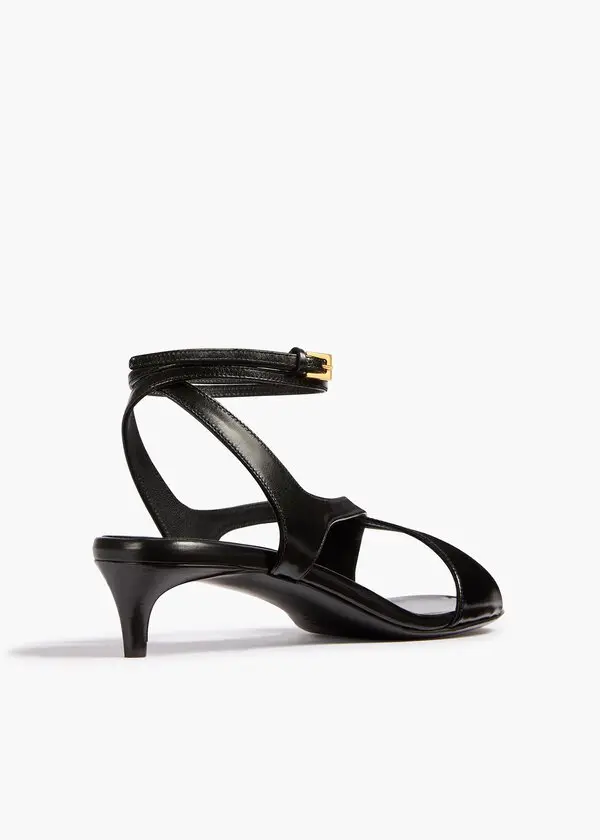 Khaite Liria Kitten Heel Sandal In Glazed Leather
