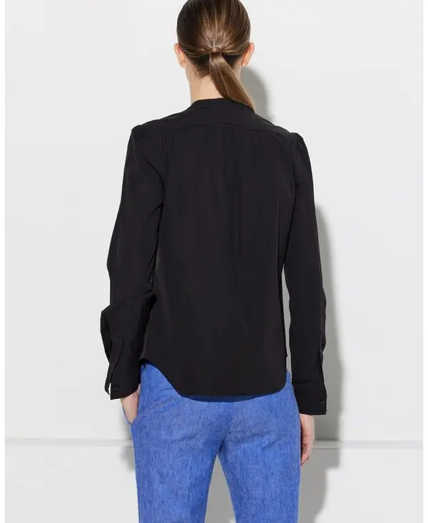CALLAS MILANO Olympia Long Sleeve Poplin Top - Black