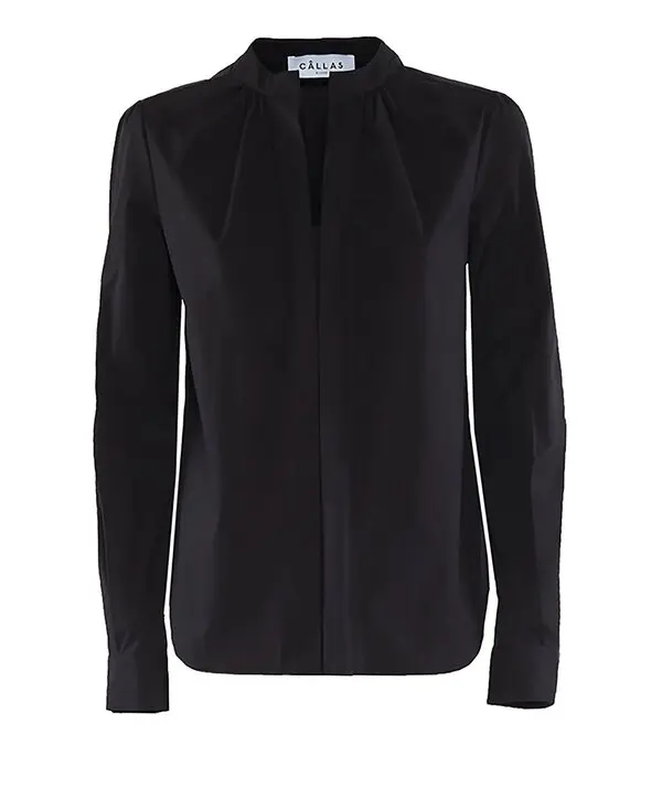 CALLAS MILANO Olympia Long Sleeve Poplin Top - Black