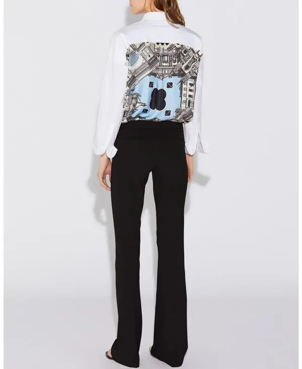 CALLAS MILANO Sirene Poplin Shirt With Silk Twill Milano Print Scarf Back - White