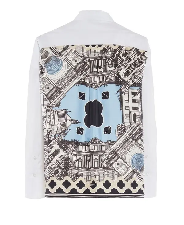 CALLAS MILANO Sirene Poplin Shirt With Silk Twill Milano Print Scarf Back - White