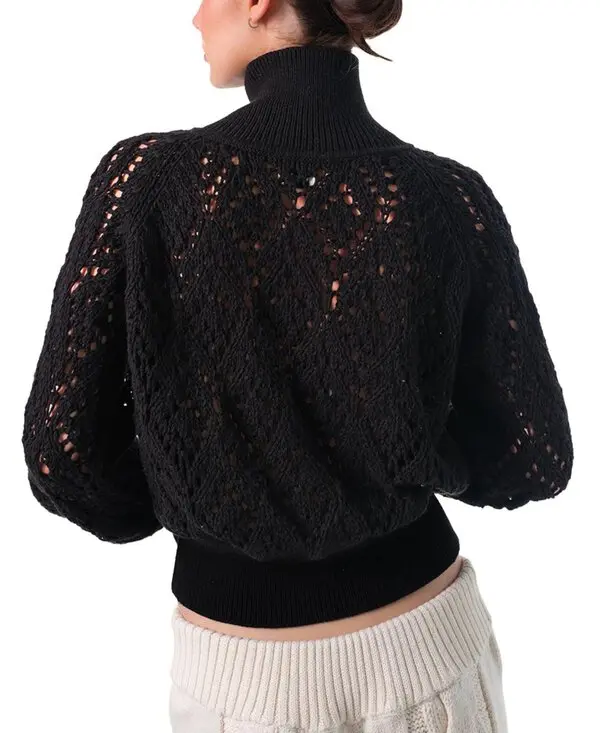 PARKER ZINN Finley Open Knit Jacket - Black