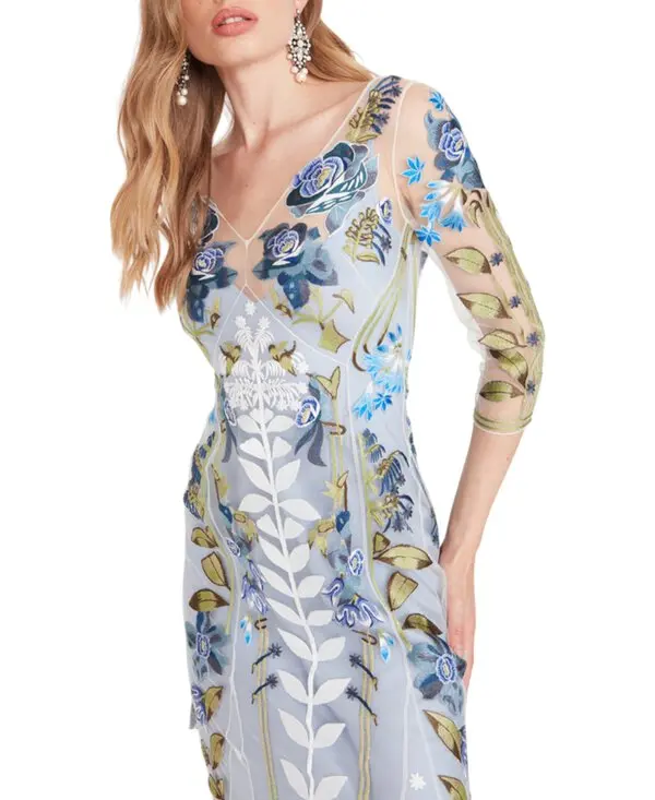 TEMPERLEY LONDON Lucille V-neck Dress - Frost Blue