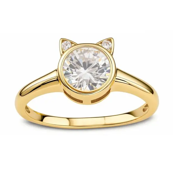 KYLIE HARPER Bezel-set Diamond Cz Kitty Cat Ring