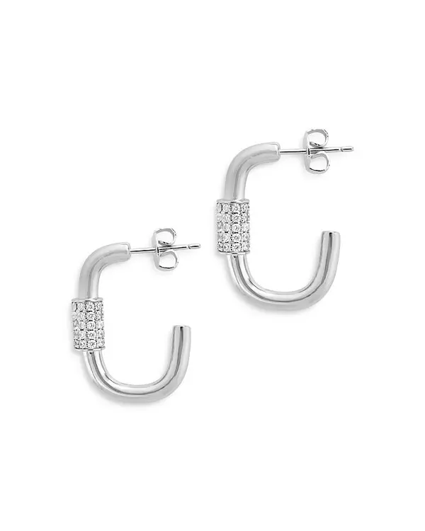 Sterling Forever Oval Carabiner Hoop Earrings