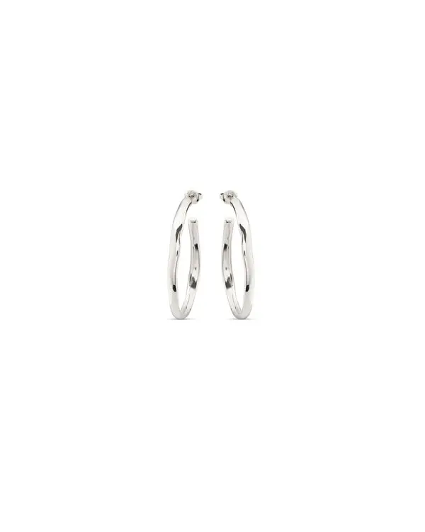 UNODE50 Sterling Plated Open Hoop Earrings - Silver
