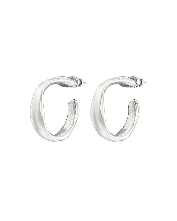 UNODE50 Sterling Plated Wide Hoop Earrings - Silver