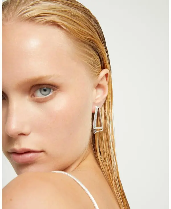 UNODE50 Tone Open Triangle Stud Earrings