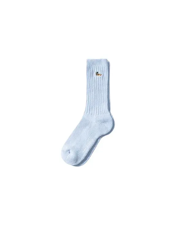 EDMMOND STUDIOS Duck Logo Ribbed Crew Socks - Plain Light Blue