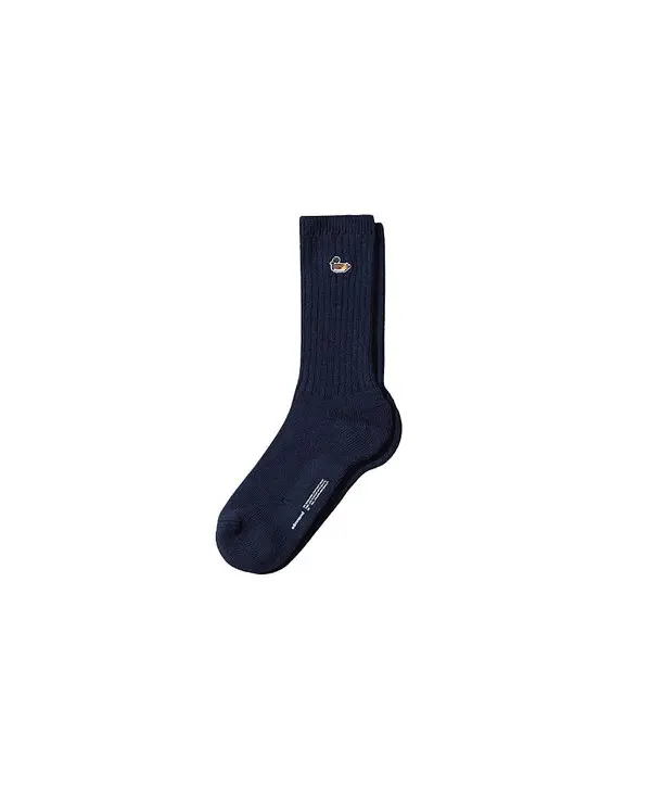 EDMMOND STUDIOS Duck Logo Ribbed Crew Socks - Plain Navy