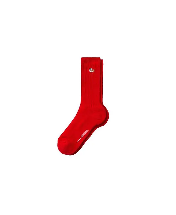 EDMMOND STUDIOS Duck Logo Ribbed Crew Socks - Plain Red