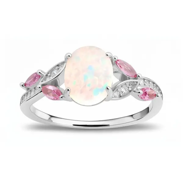 KYLIE HARPER Opal & Pink Sapphire Floral Ring In Sterling