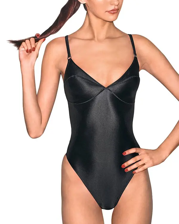 FLEUR DU MAL Le Stretch Gloss Thong Bodysuit