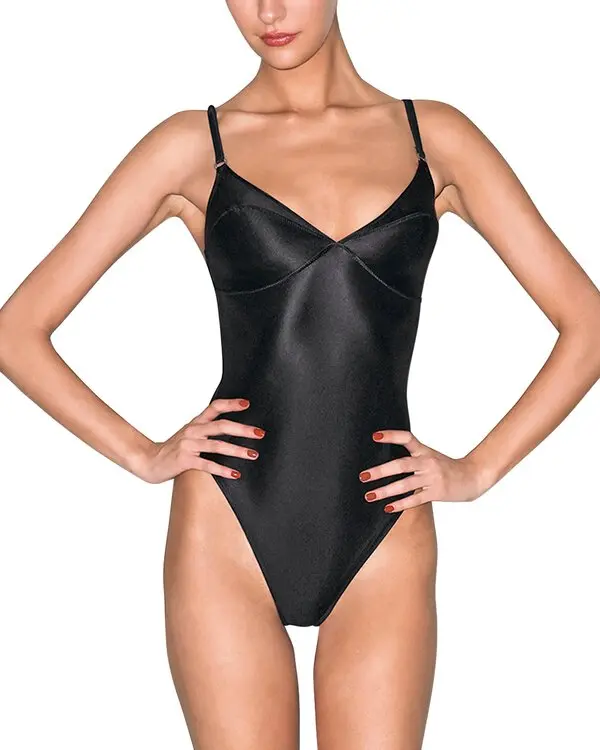 FLEUR DU MAL Le Stretch Gloss Thong Bodysuit