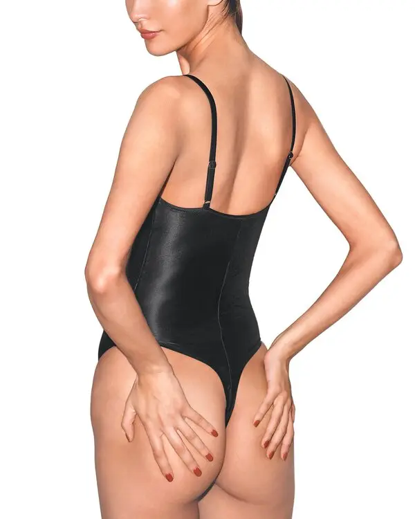 FLEUR DU MAL Le Stretch Gloss Thong Bodysuit