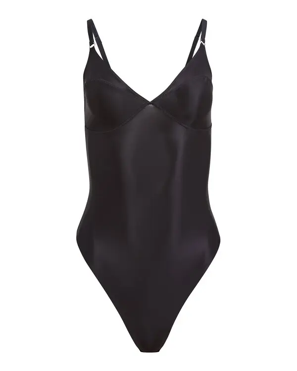 FLEUR DU MAL Le Stretch Gloss Thong Bodysuit