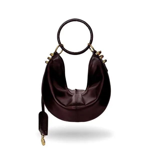 INDIGOLUSH Midi Hobo Bag With Hoop Handle - Red