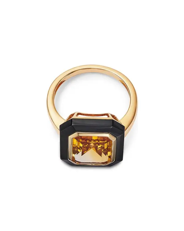 Bloomingdale'S Citrine & Onyx Ring In 14k Yellow