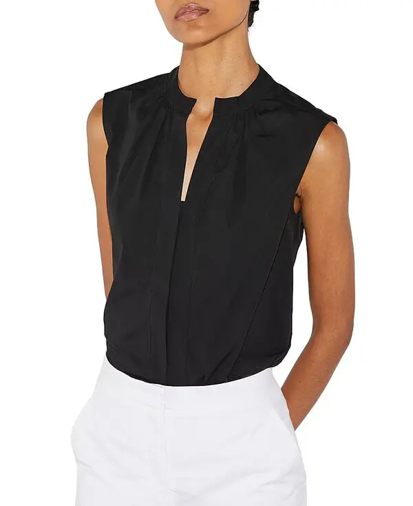 CALLAS MILANO Olympia Sleeveless Poplin Top - Black