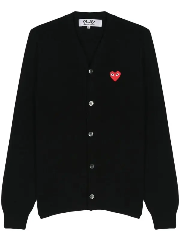 Play Comme Des Garcon Emblem Neck Cardigan - Black