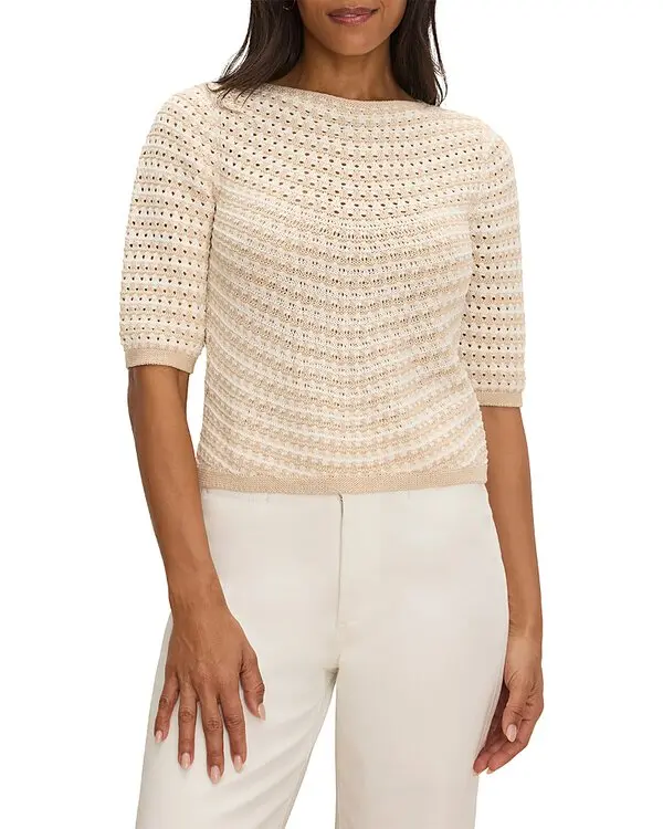 NIC+ZOE Crochet Boat Neck Sweater