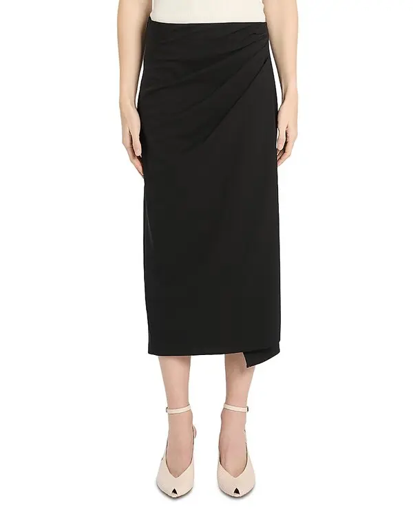 Marella Draped Wool Blend Skirt - Black