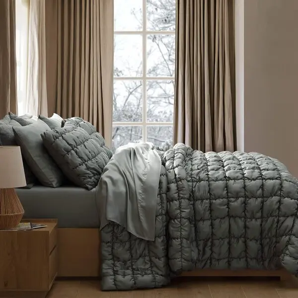SUNDAY CITIZEN Silky Puff Comforter, King - Slate Grey