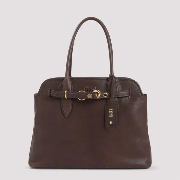 Miu Miu Aventure Lamb Leather Handbag - Brown