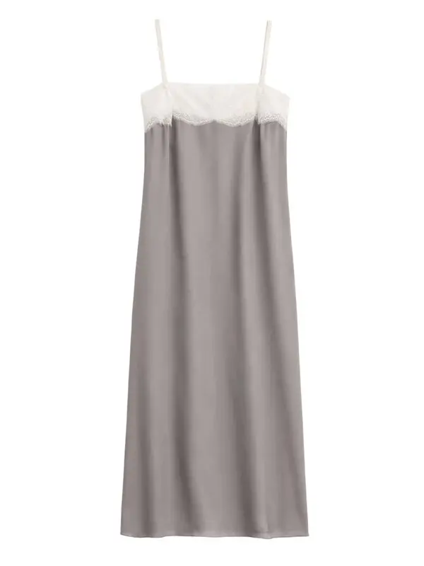 Carven Silk Mini Slip Dress With Embellishments - Grey
