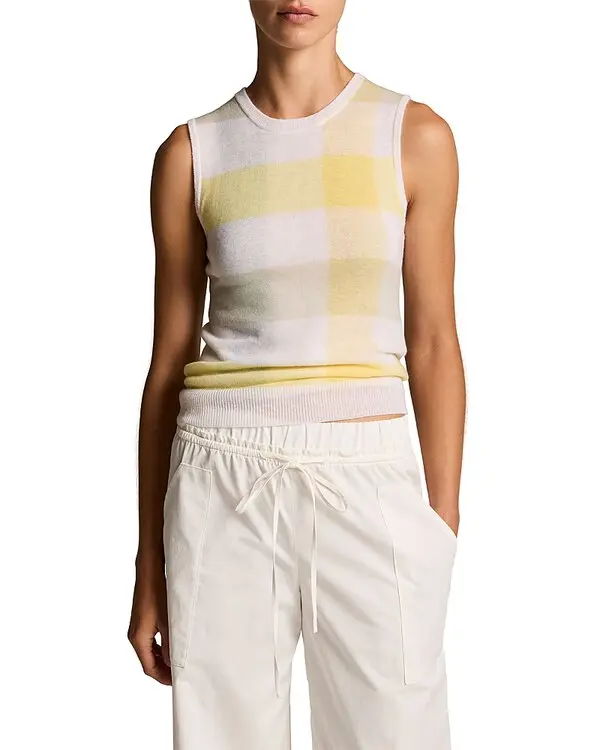 Vince Plaid Crewneck Shell Tank