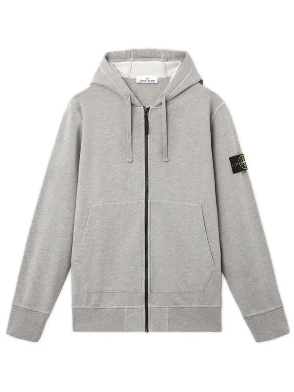 Stone Island 100% Cotton Zip-up Hoodie - Grigio