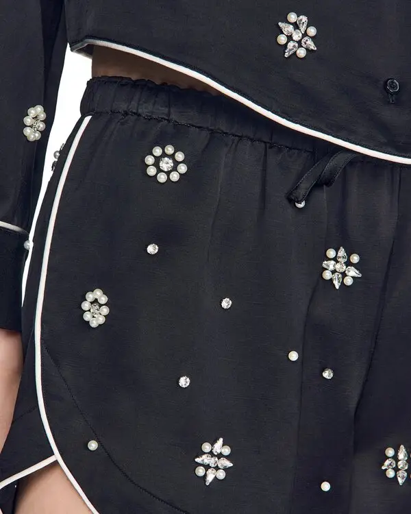 Sandro Sorellia Beaded Rhinestone Shorts