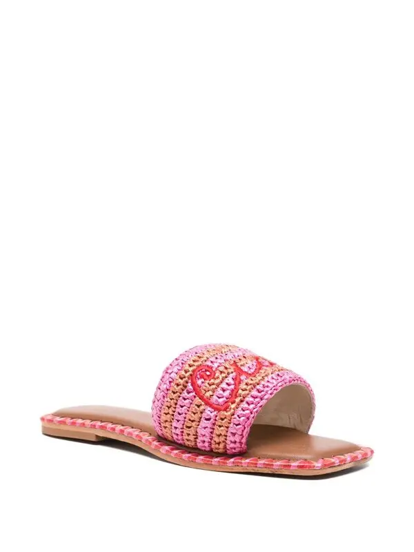 Giada Benincasa Raffia Slipper With Embroidered Detail