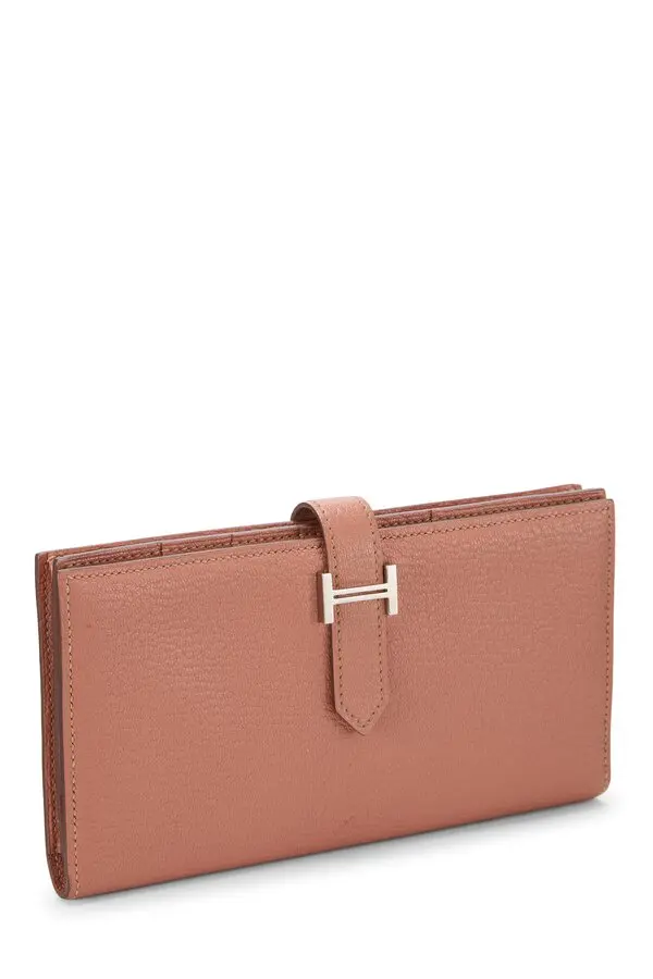 Hermès Rose Tea Chevre Bearn Soufflet Wallet