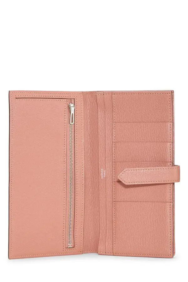Hermès Rose Tea Chevre Bearn Soufflet Wallet