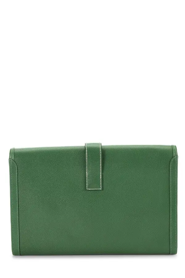 Hermès Courchevel Jige Clutch - Green