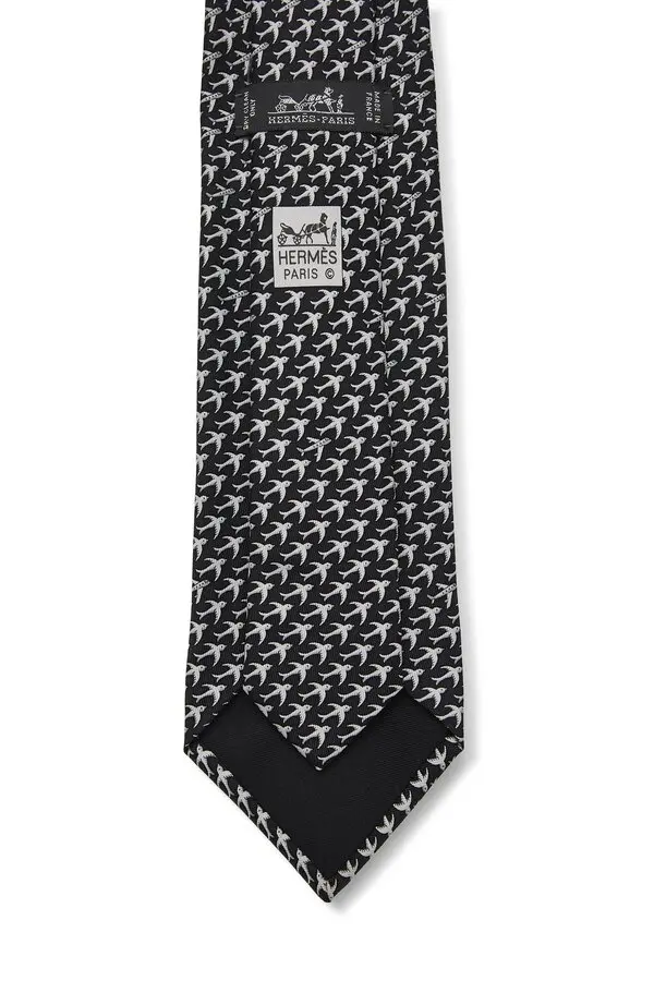 Hermès Plane & Bird Print Tie