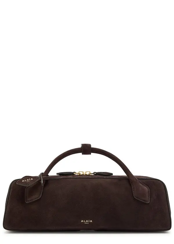 Alaïa Le Teckel Suede Clutch - Brown