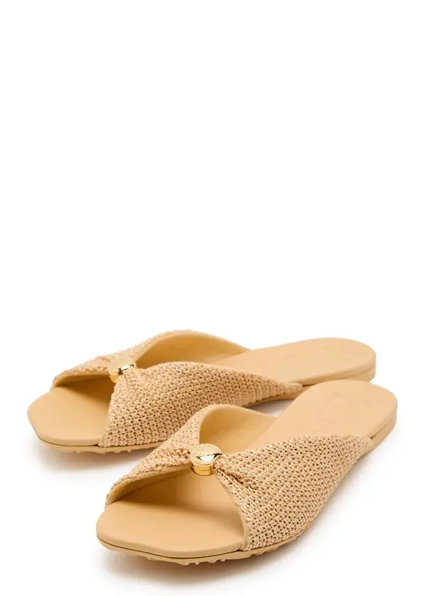 Loewe Raffia And Leather Sliders