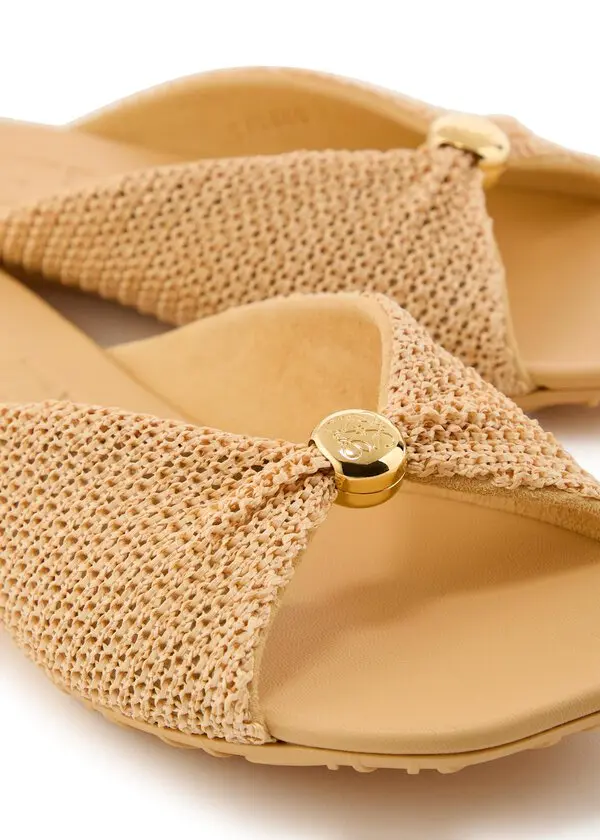 Loewe Raffia And Leather Sliders