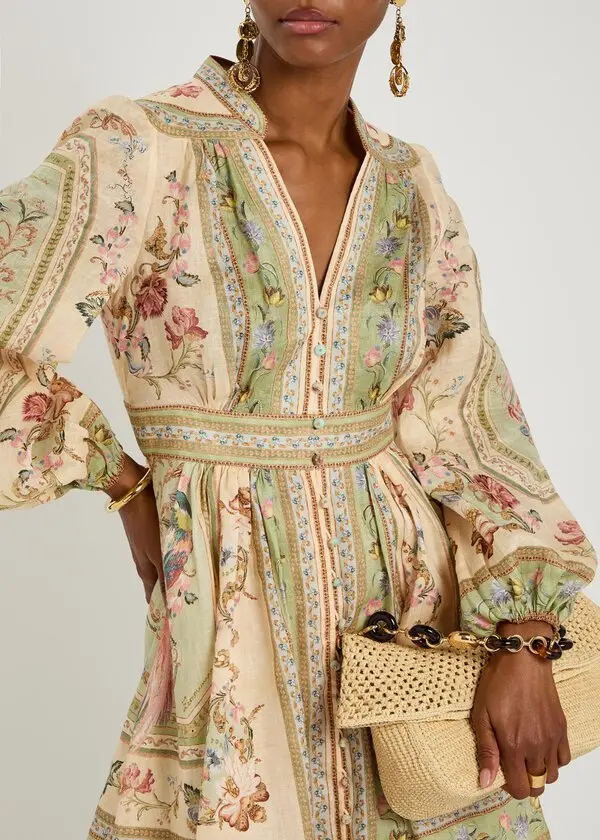 Zimmermann Roselight Printed Linen Mini Dress