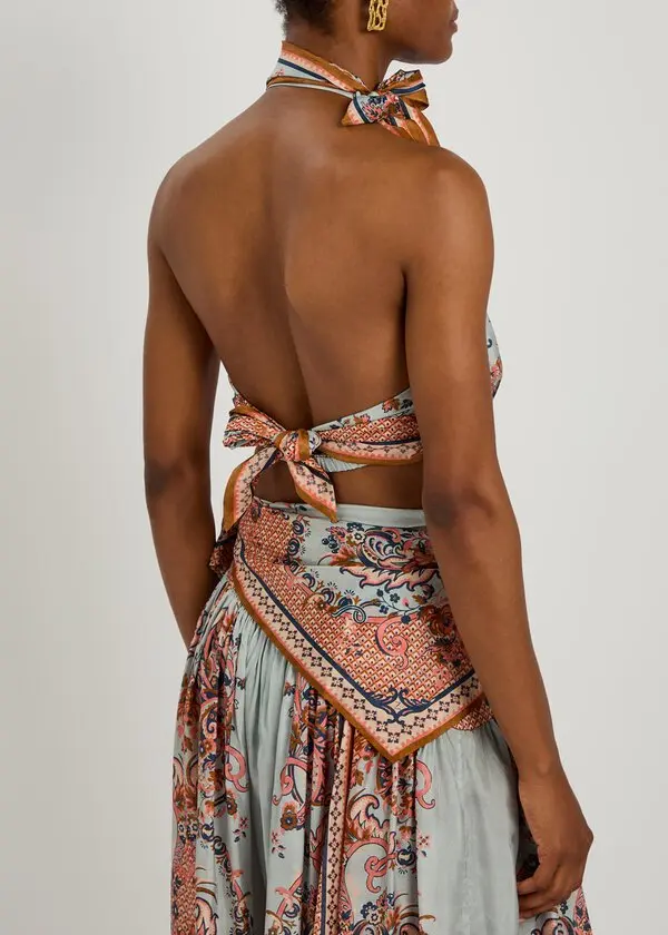 Zimmermann Aster Scarf Printed Silk Crop Top