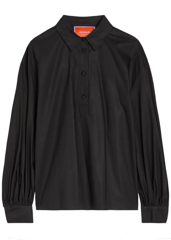 La DoubleJ Poet Cotton-poplin Shirt With Puff Sleeves And Dropped Shoulders